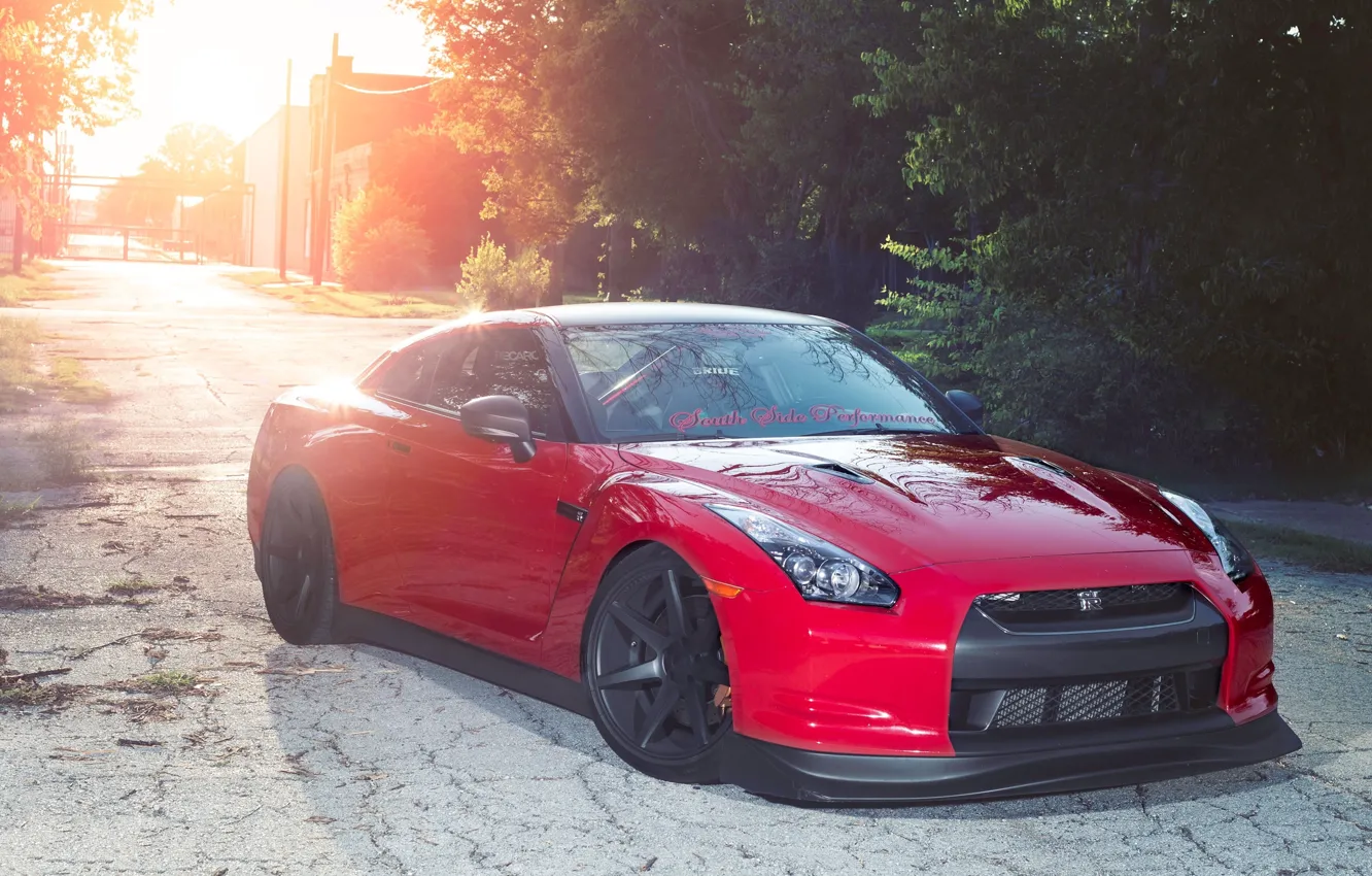 Wallpaper trees, sunset, red, the evening, nissan, red, Nissan, gtr for ...
