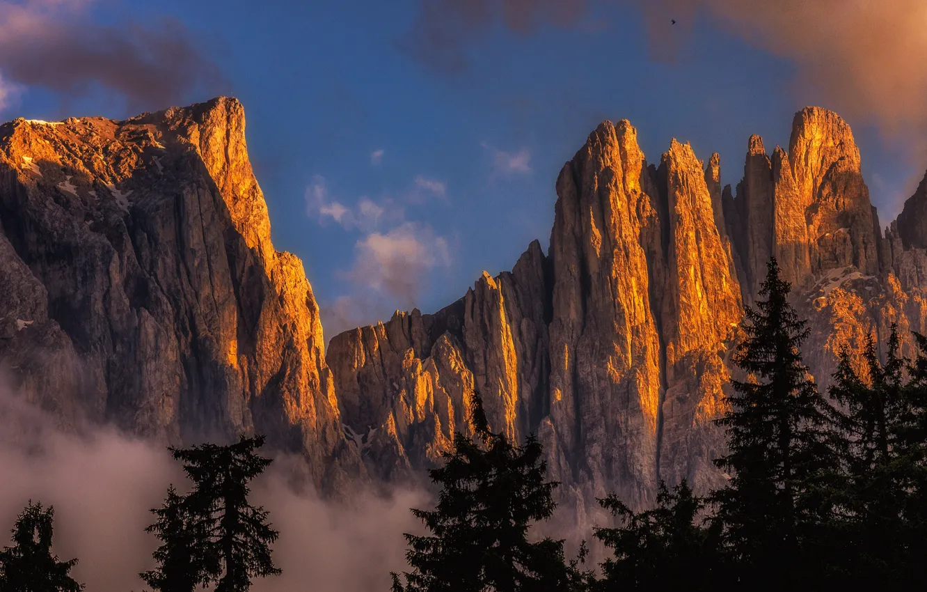 Wallpaper the sky, light, mountains, rocks, tops, ate for mobile and ...