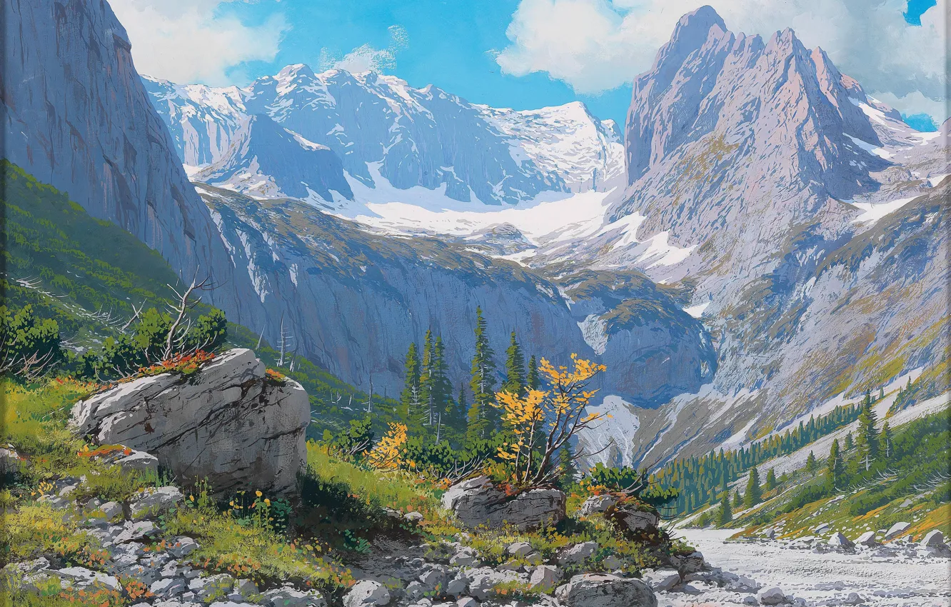 Wallpaper road, landscape, mountains, stones, slope, Rudolf Resch ...