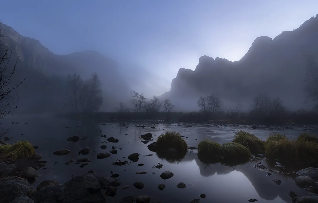 Wallpaper night, fog, river for mobile and desktop, section природа ...