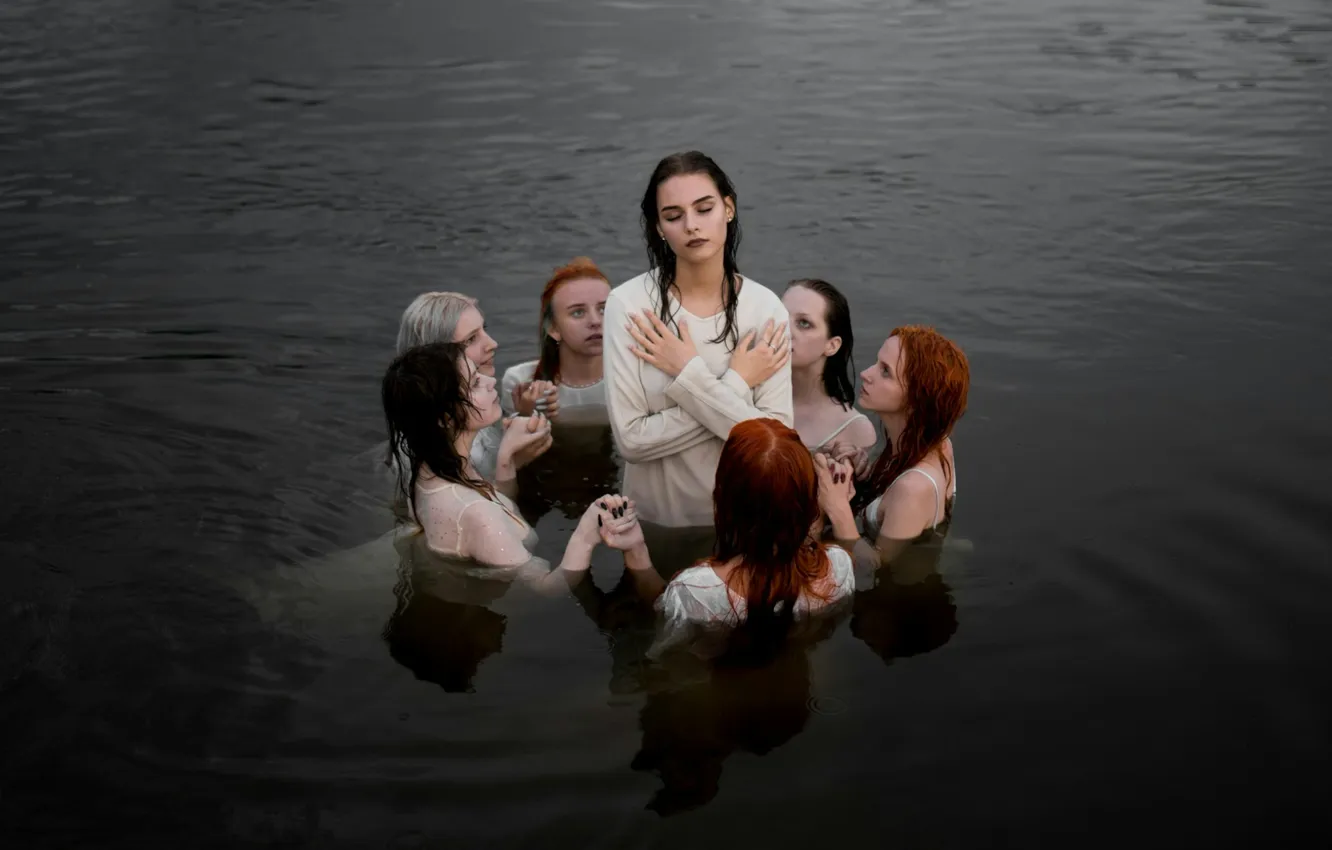 Wallpaper water, girl, circles, ritual for mobile and desktop, section ...