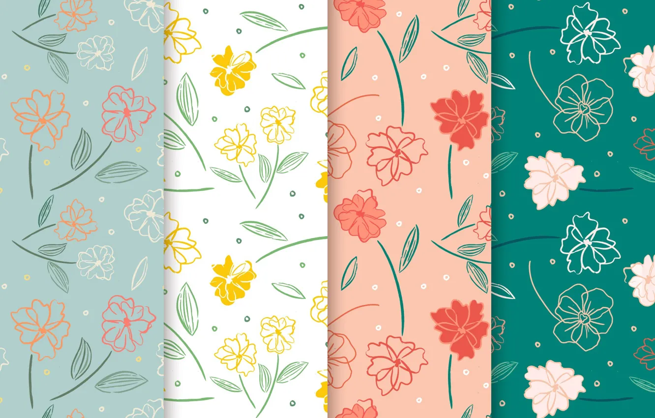Wallpaper flowers, green, background, pattern, collection for mobile ...