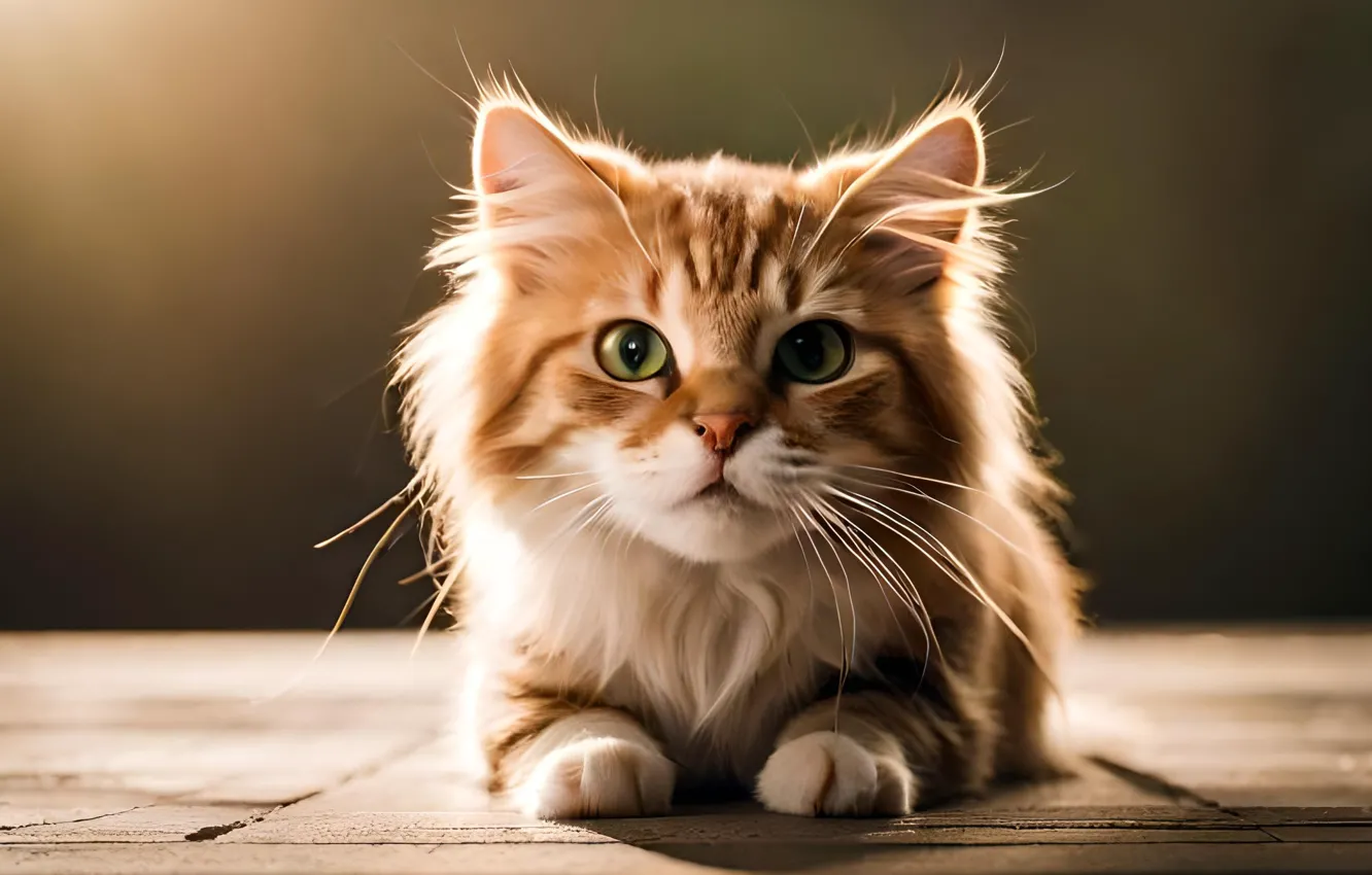 Wallpaper cat, look, pose, kitty, face, digital art, AI art, neural ...