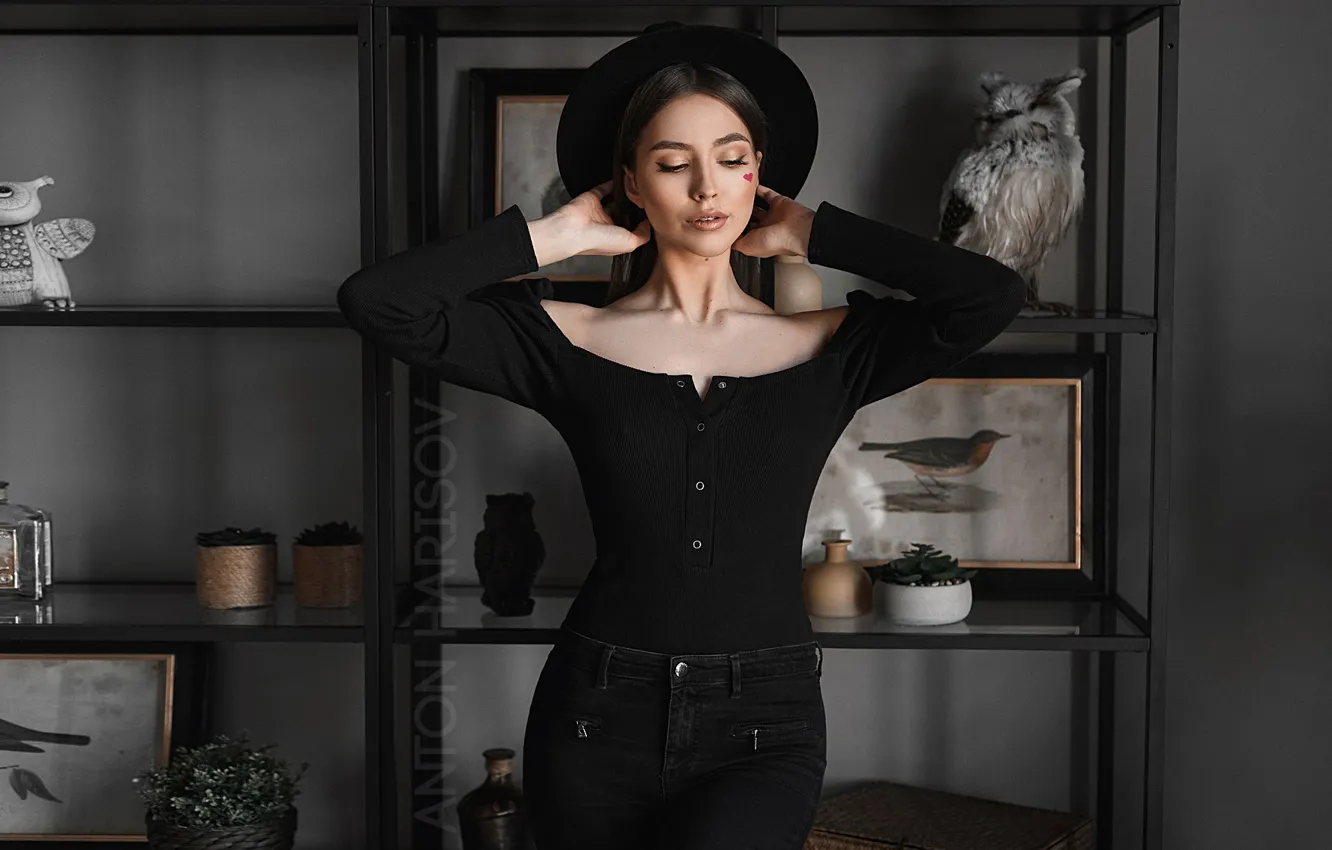 Wallpaper girl, pose, figure, hat, Anton Kharisov, Valeria Koltsova for ...