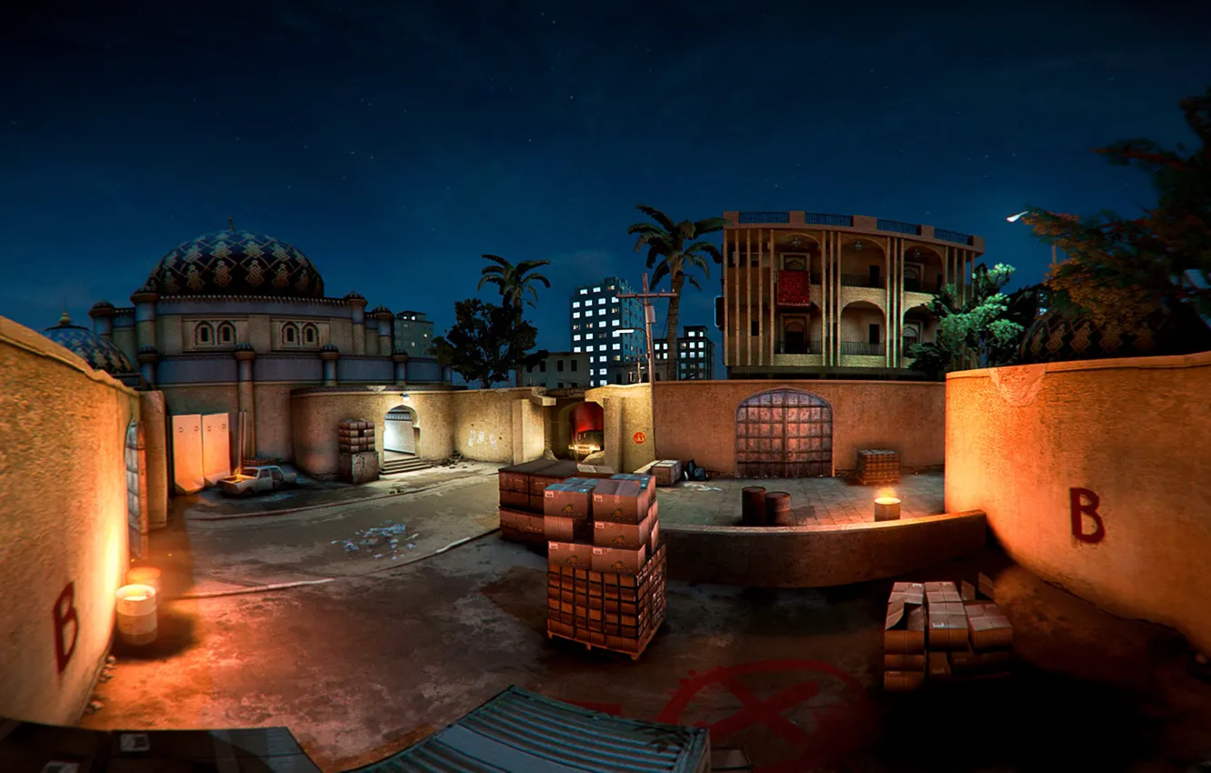 Wallpaper night, night, counter-strike, cs go, counter strike, de_dust2 ...