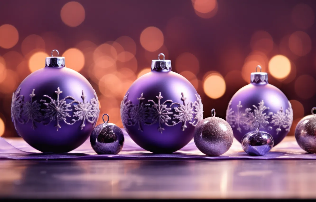 Wallpaper purple, balls, new year, Christmas, lilac, Christmas ...