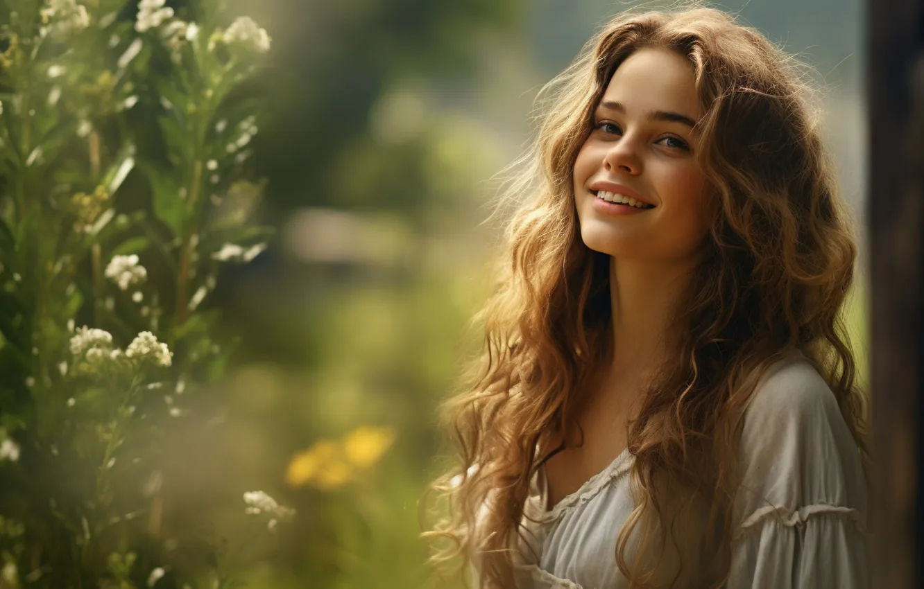 Wallpaper Summer Look Girl Flowers Nature Face Pose Smile For
