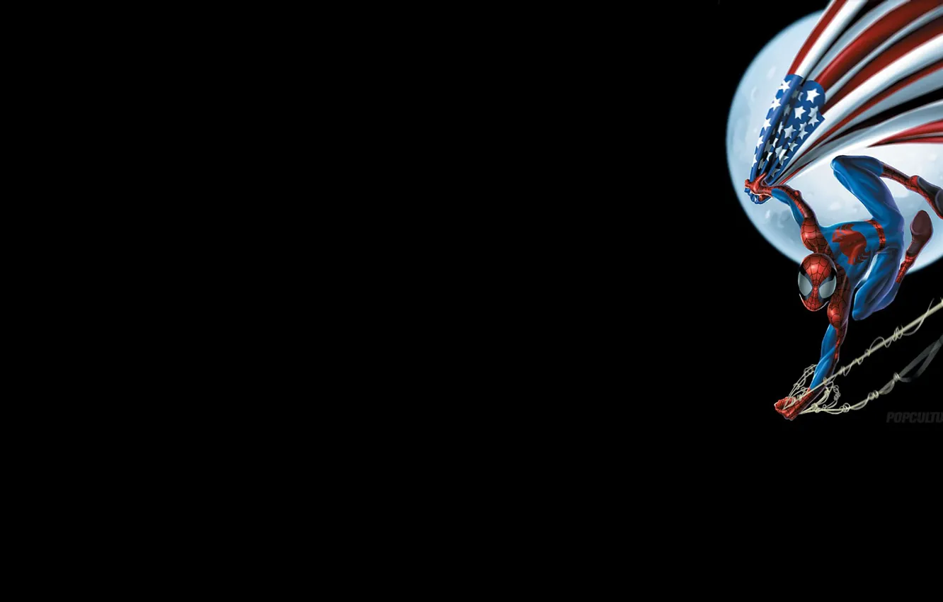 Wallpaper moon, night, american flag, spider man, web, peter parker ...