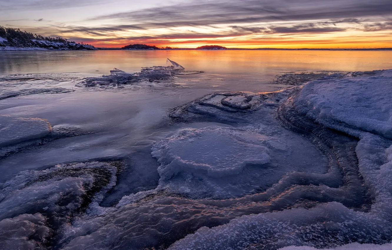 Wallpaper ice, sky, sea, landscape, nature, sunset, water, clouds for ...