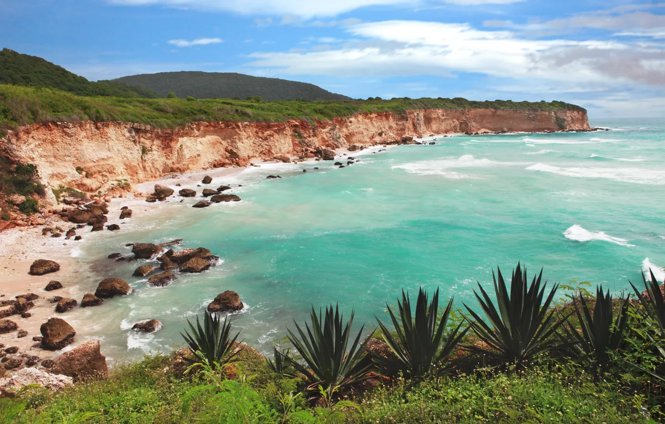Wallpaper sea, landscape, nature, rocks, Bay, Dominican Republic for ...