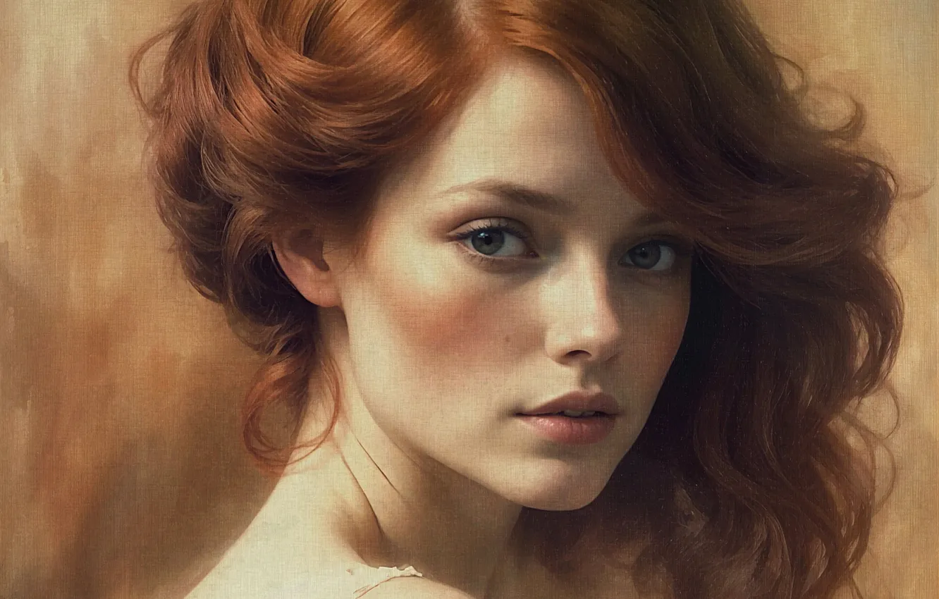 Wallpaper girl, imitation painting, AI art, neural network for mobile ...
