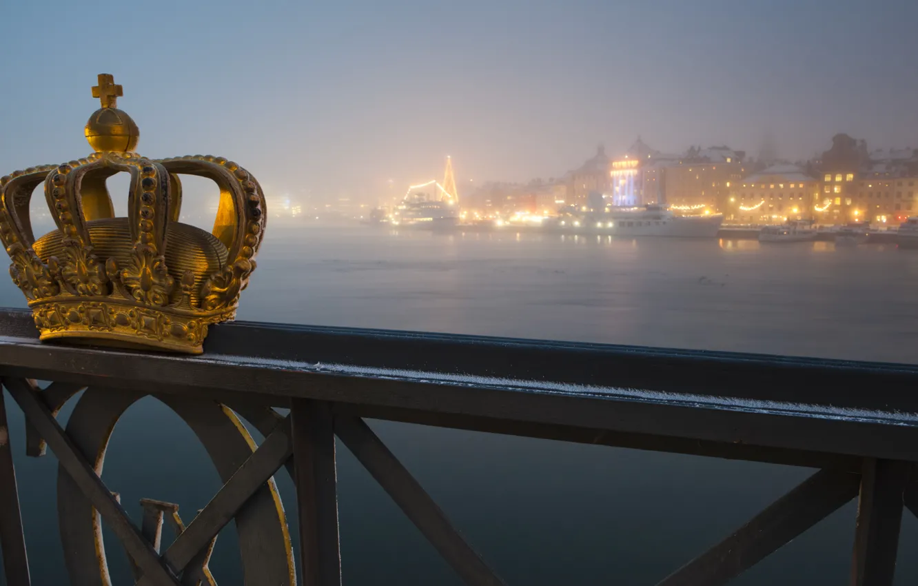 Wallpaper bridge, river, crown, Sweden, Stockholm for mobile and ...