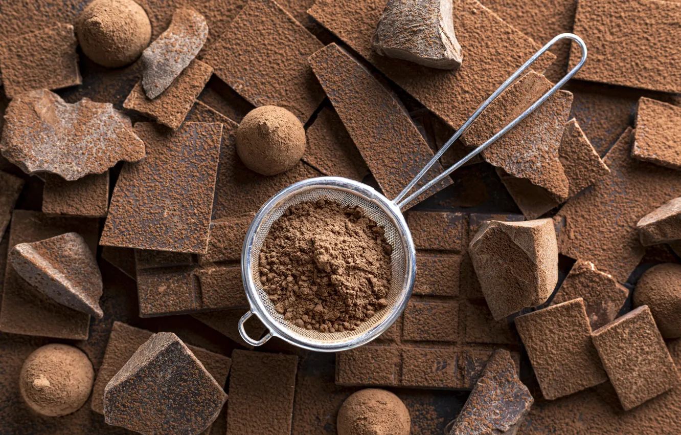 Wallpaper tile, chocolate, candy, dessert, slices, sweet, cocoa, powder ...