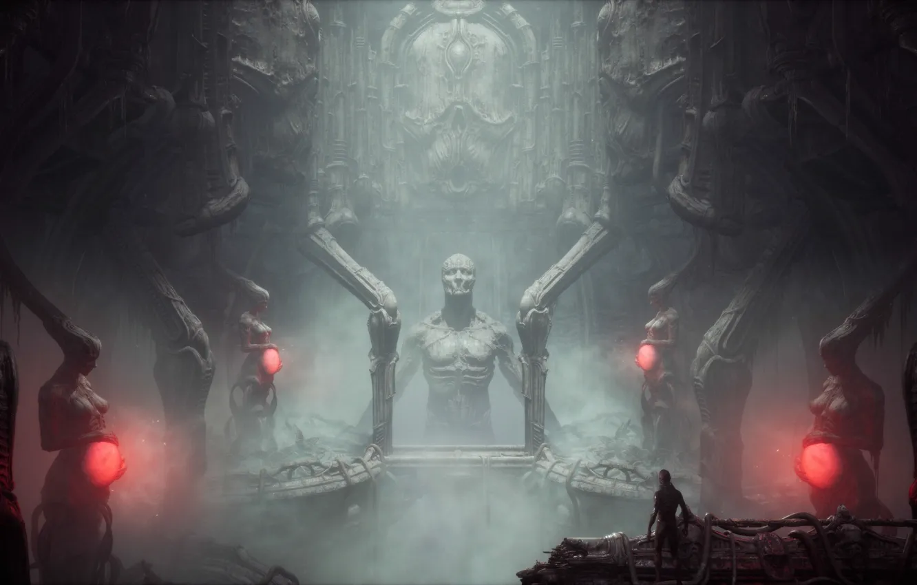 Wallpaper surrealism, blood, bones, blood, muscle, Zdzislaw beksinski ...