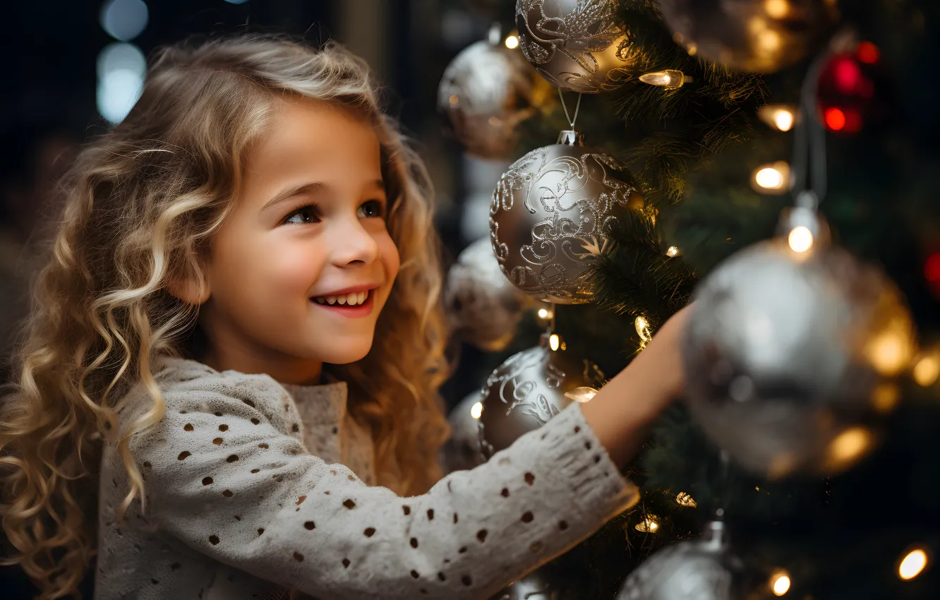 Wallpaper joy, face, holiday, portrait, positive, Christmas, girl, New ...