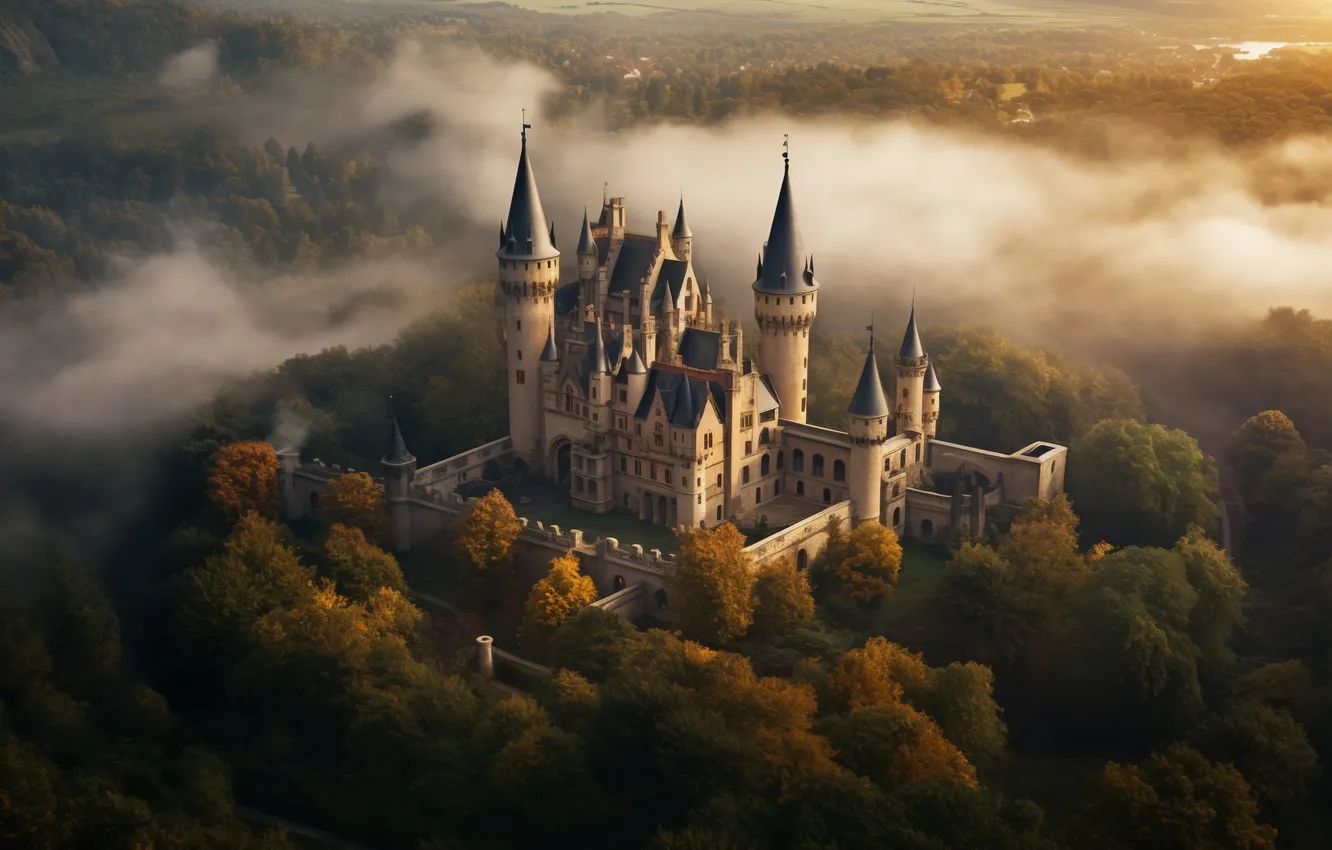 Wallpaper autumn, landscape, castle, architecture, landscape, beautiful ...