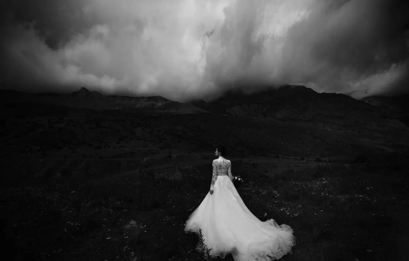 Wallpaper black and white, before the storm, Batraz Tabuev for mobile ...