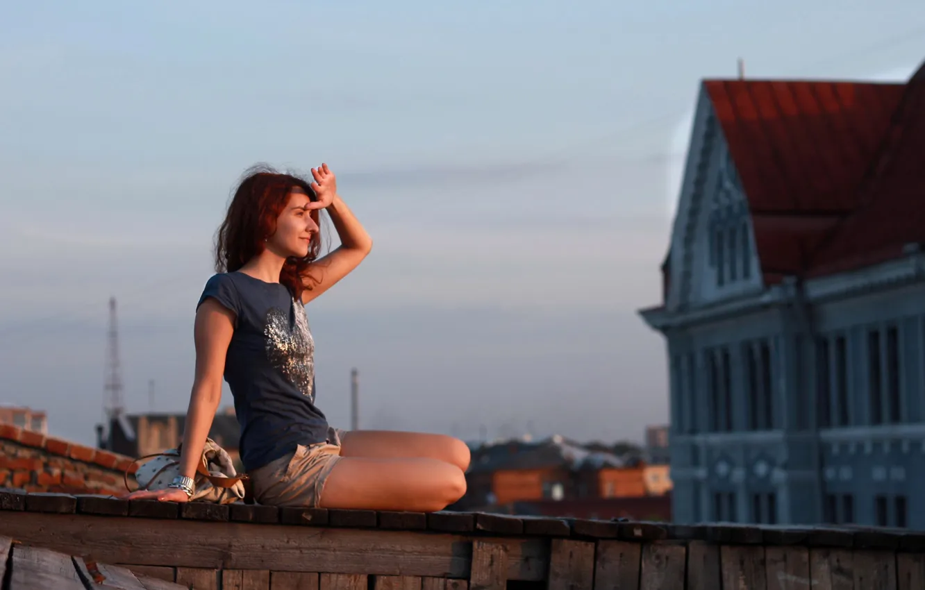 Wallpaper roof, girl, model, photoshoot for mobile and desktop, section ...