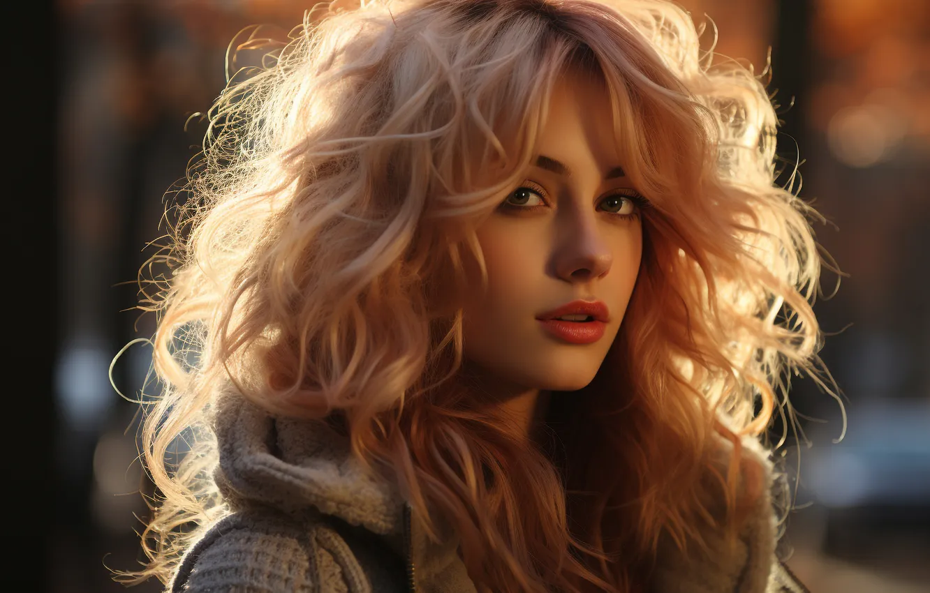 Wallpaper look, girl, light, pose, portrait, makeup, jacket, blonde for ...