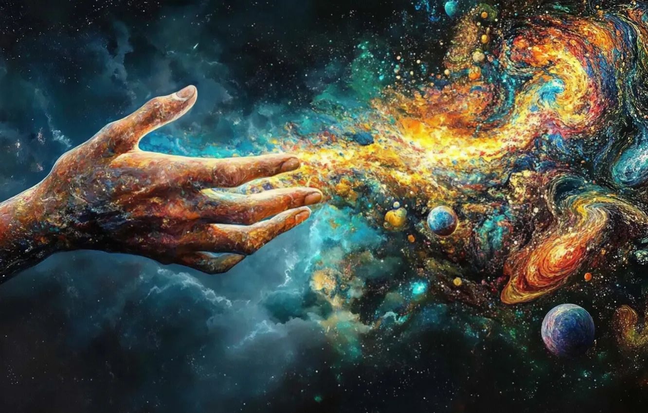 Wallpaper the sky, space, fantasy, the universe, the world, people, God ...