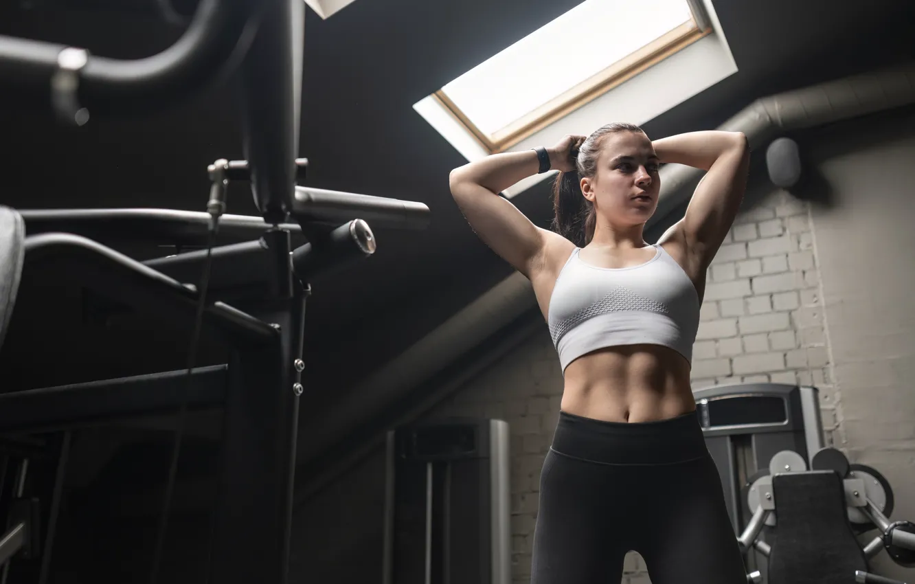 Wallpaper woman, with, fitness, visible, abs, doing for mobile and ...