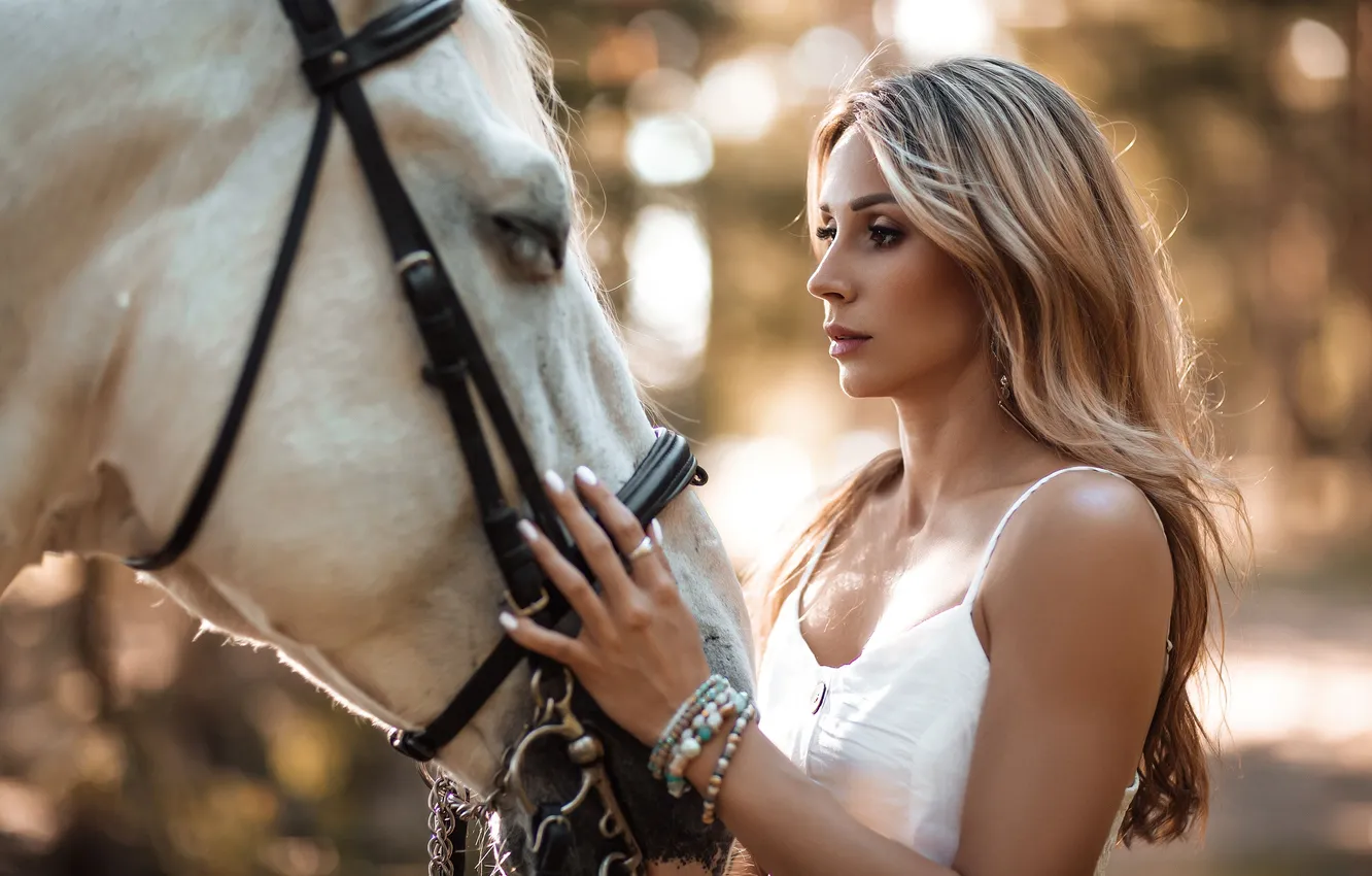Wallpaper love, horse, beauty, blonde, Lera, Alexey Pleshkov for mobile and desktop, section ...