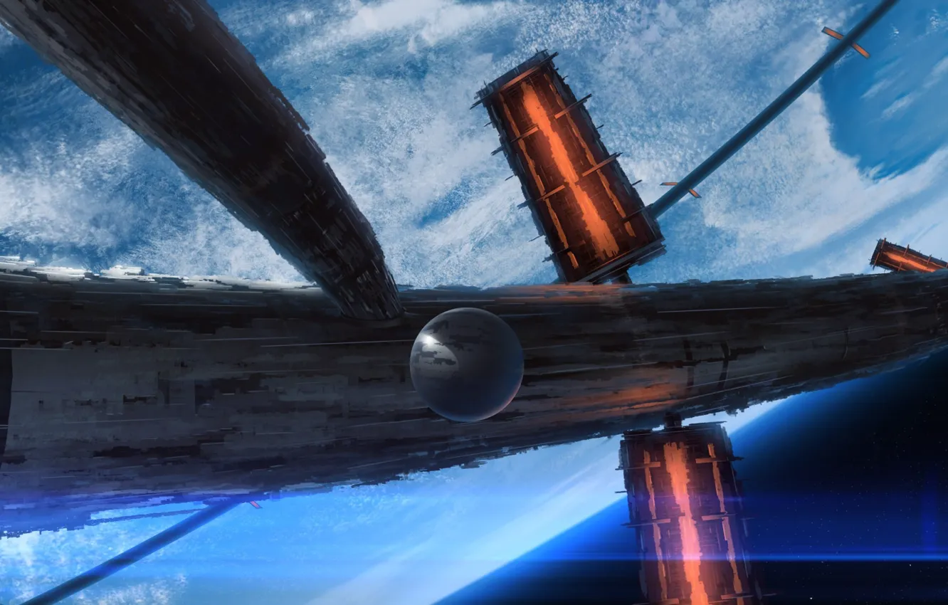 Wallpaper space, ship, planet, station, art, sphere images for desktop ...