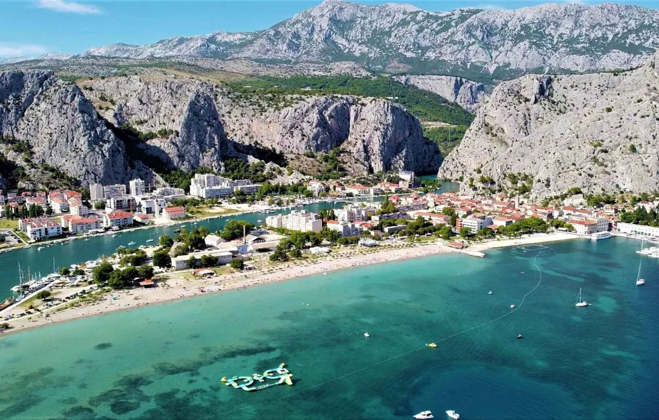 Wallpaper sea, beach, the city, rocks, Marina, home, Croatia, Jadran ...