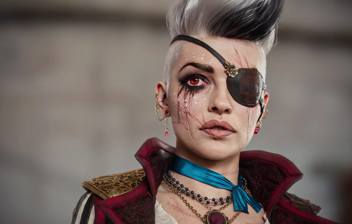 Wallpaper Girl, Blonde, Scars, Pirate, Graphics, Eye Patch for mobile ...