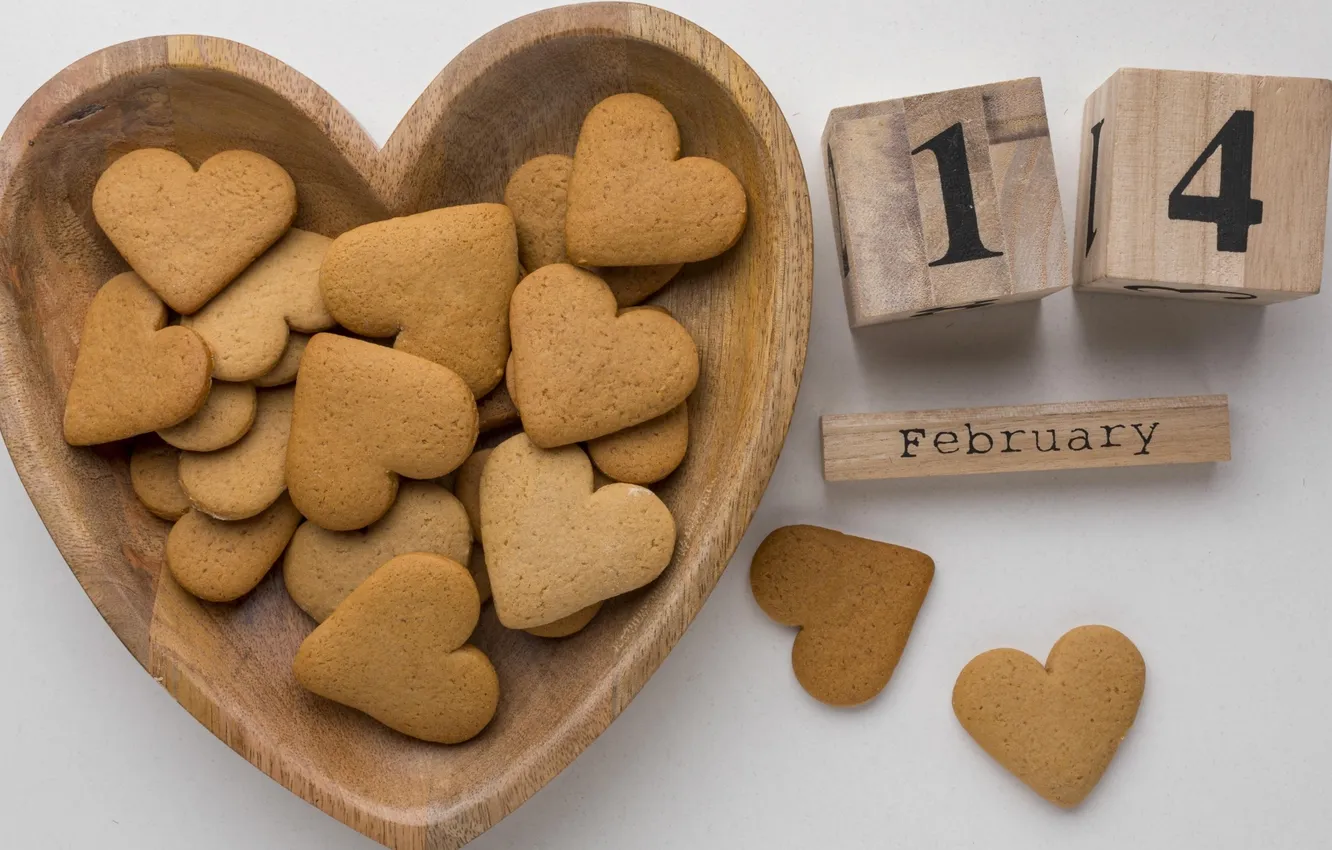 Wallpaper cookies, hearts, form, Valentine's day, 14 Feb for mobile and ...