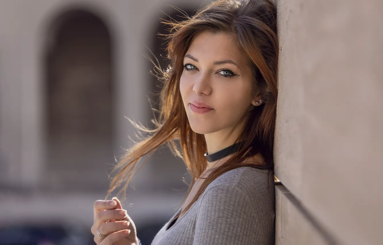 Wallpaper Look Girl Model Portrait Brown Hair Bokeh Erika For