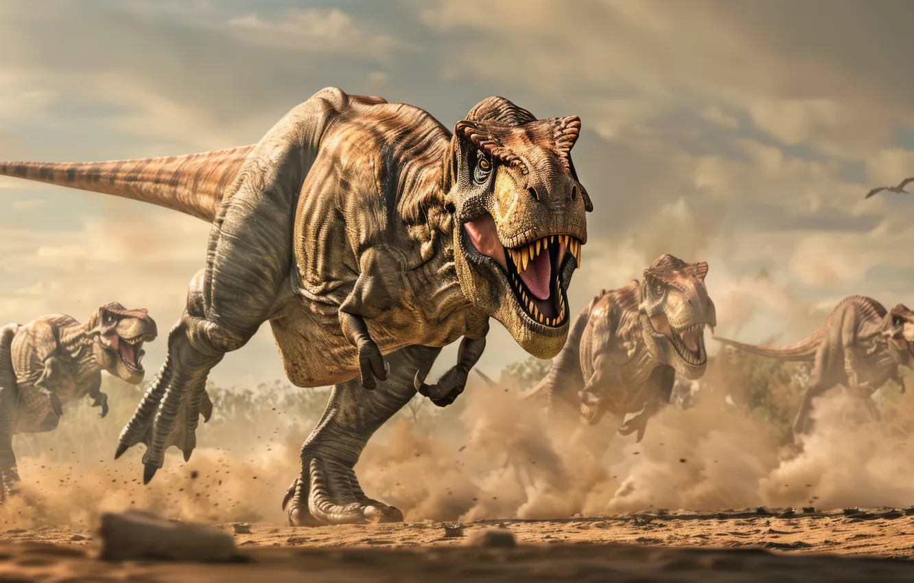 Wallpaper Dust, Running, Predator, Animals, Digital art, Tyrannosaurus ...