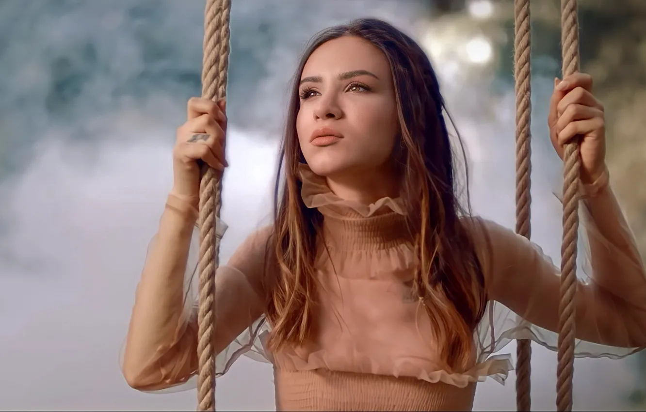 Wallpaper girl, field, model, pretty, face, singer, swing, pose for ...