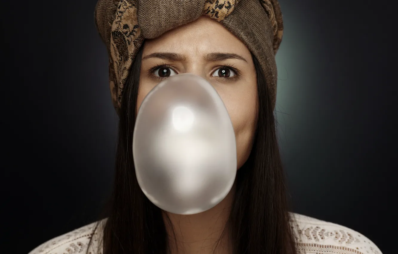 Wallpaper eyes, look, girl, face, background, hair, chewing gum images ...