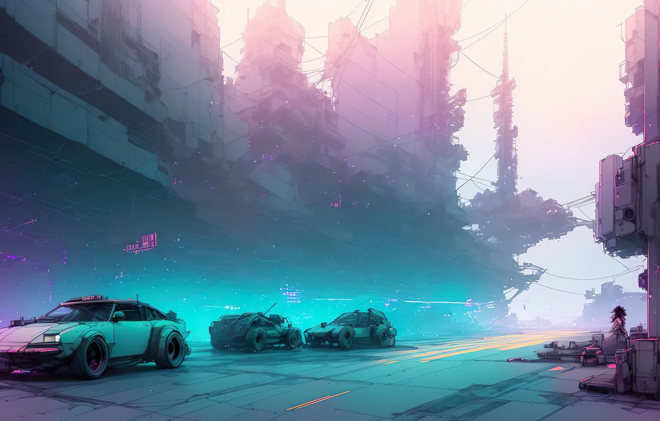 Wallpaper car, city, future, art, fantastic, dystopia, digital art ...