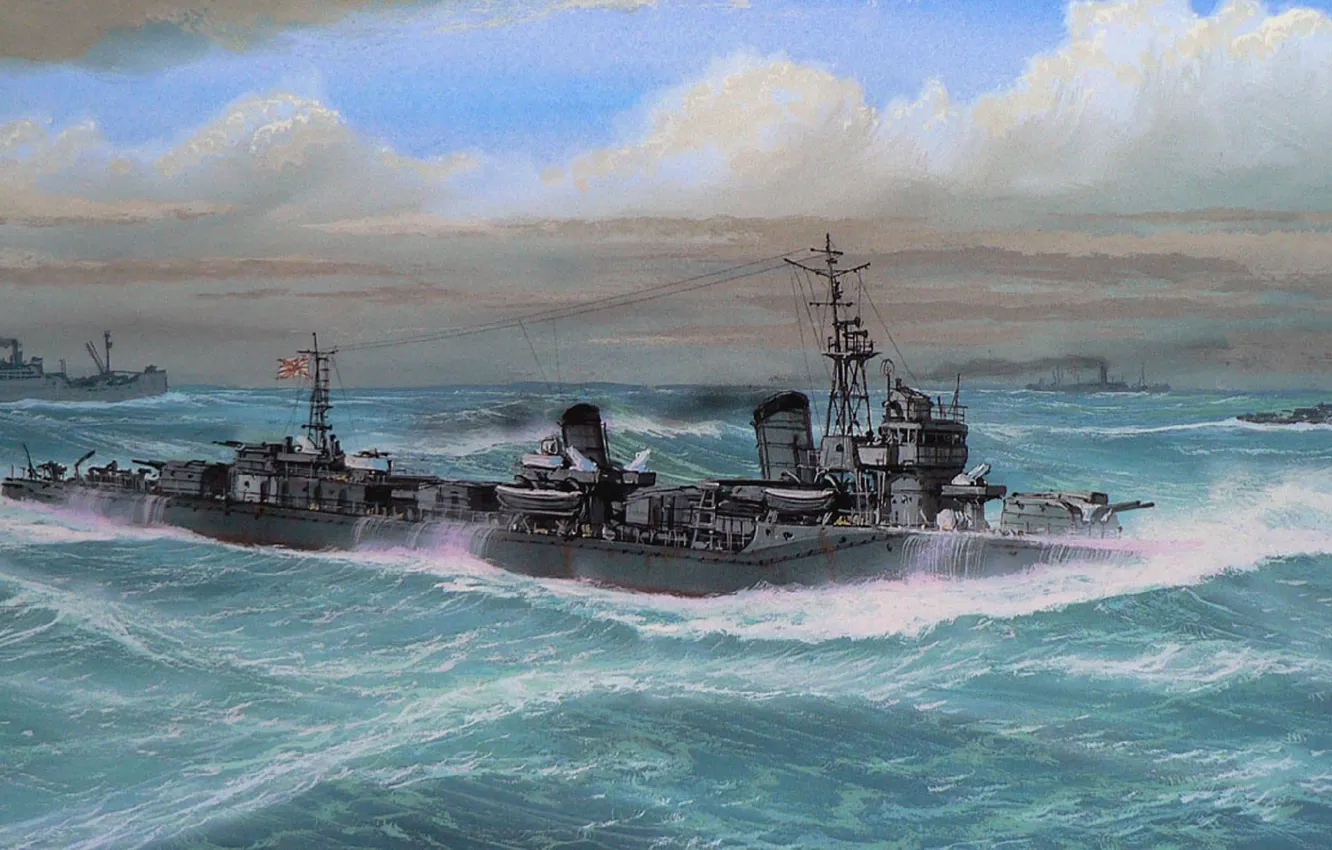 Wallpaper transport, ship, art, Navy, military, the convoy, Japanese ...