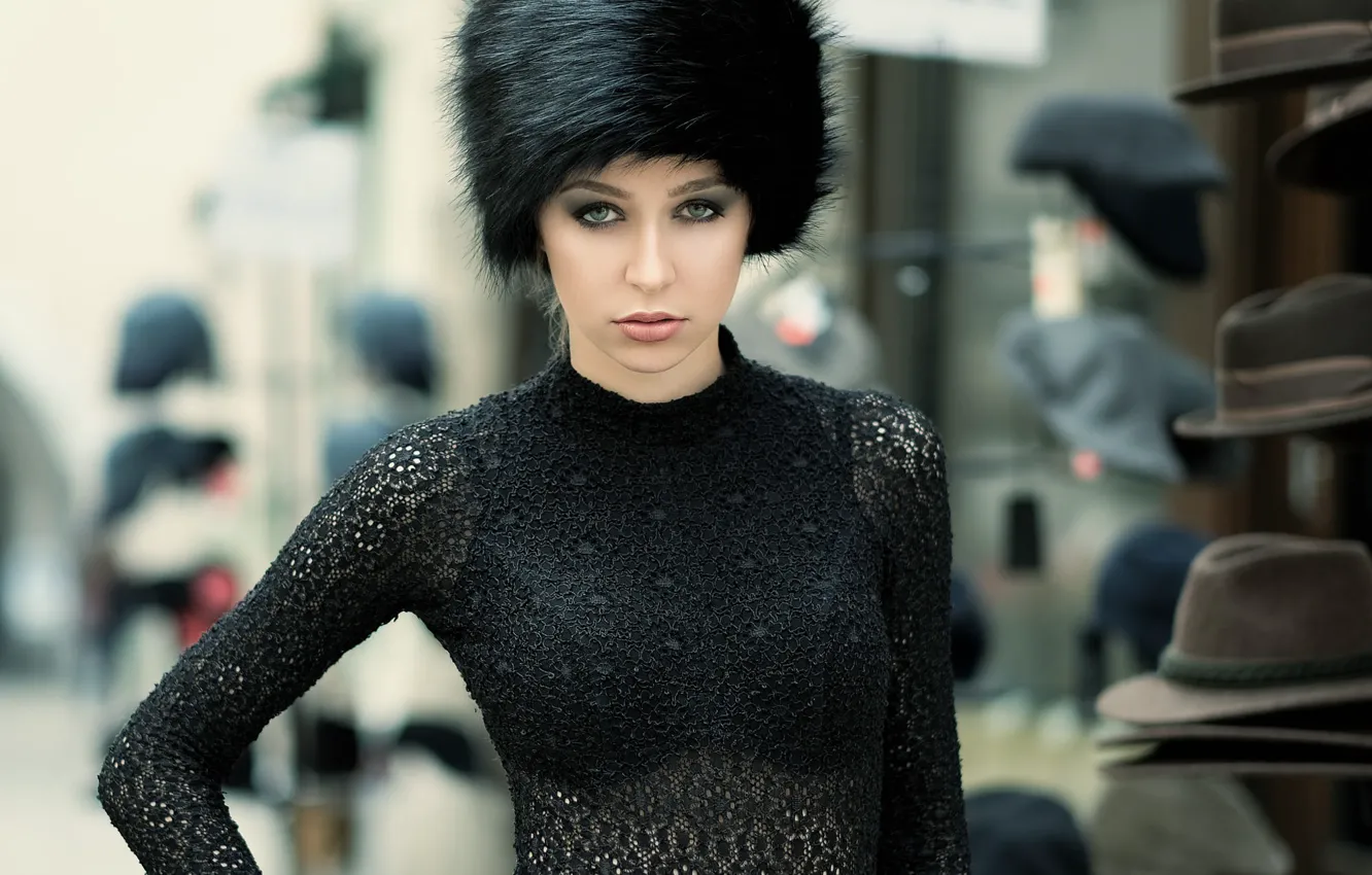 Wallpaper portrait, makeup, fur, sponge, the beauty, retouching ...