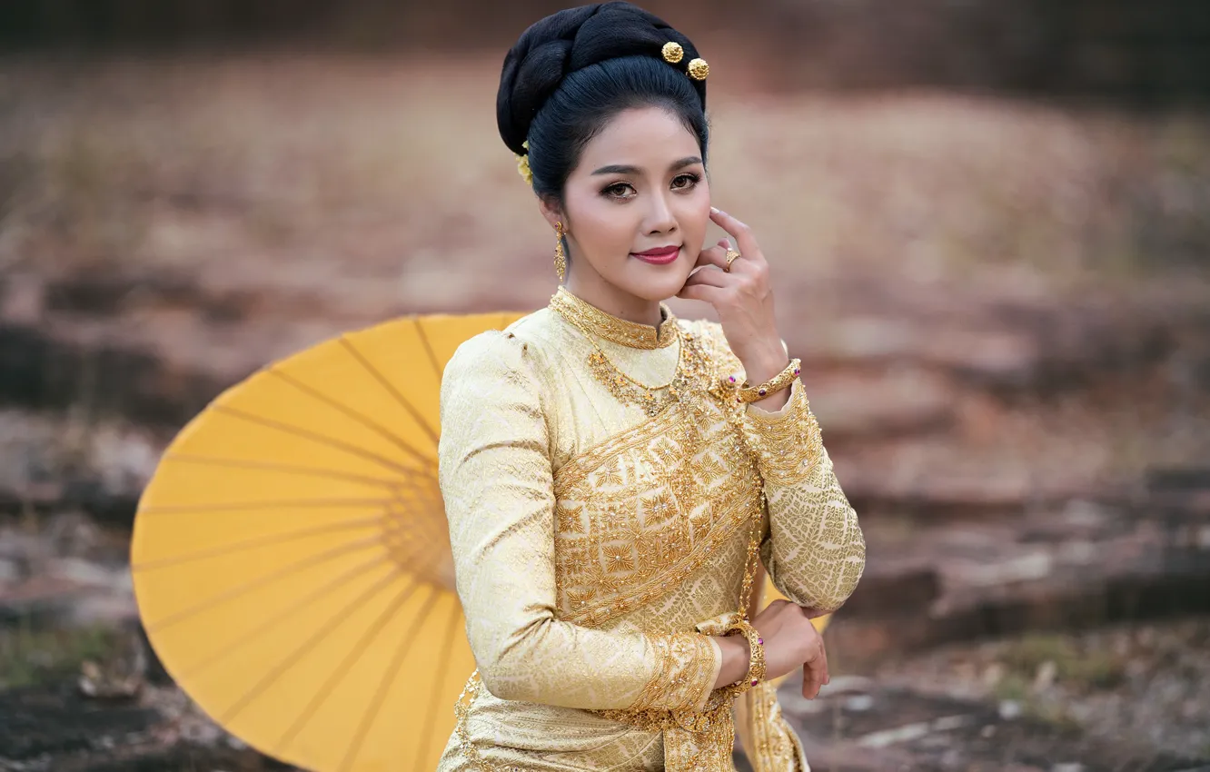 Wallpaper Look Girl Decoration Face Pose Portrait Umbrella Hands