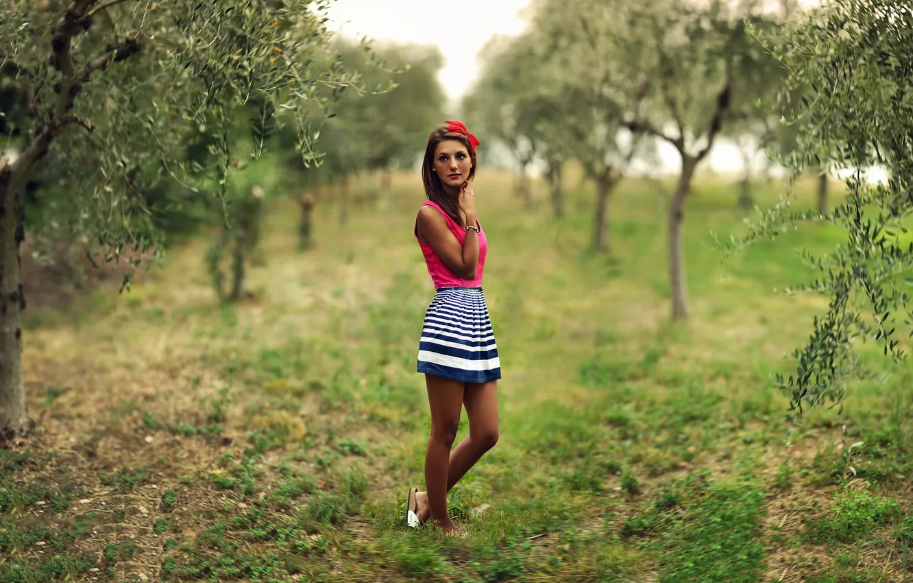 Wallpaper Greens Girl Nature Mood Bow Bokeh For Mobile And Desktop