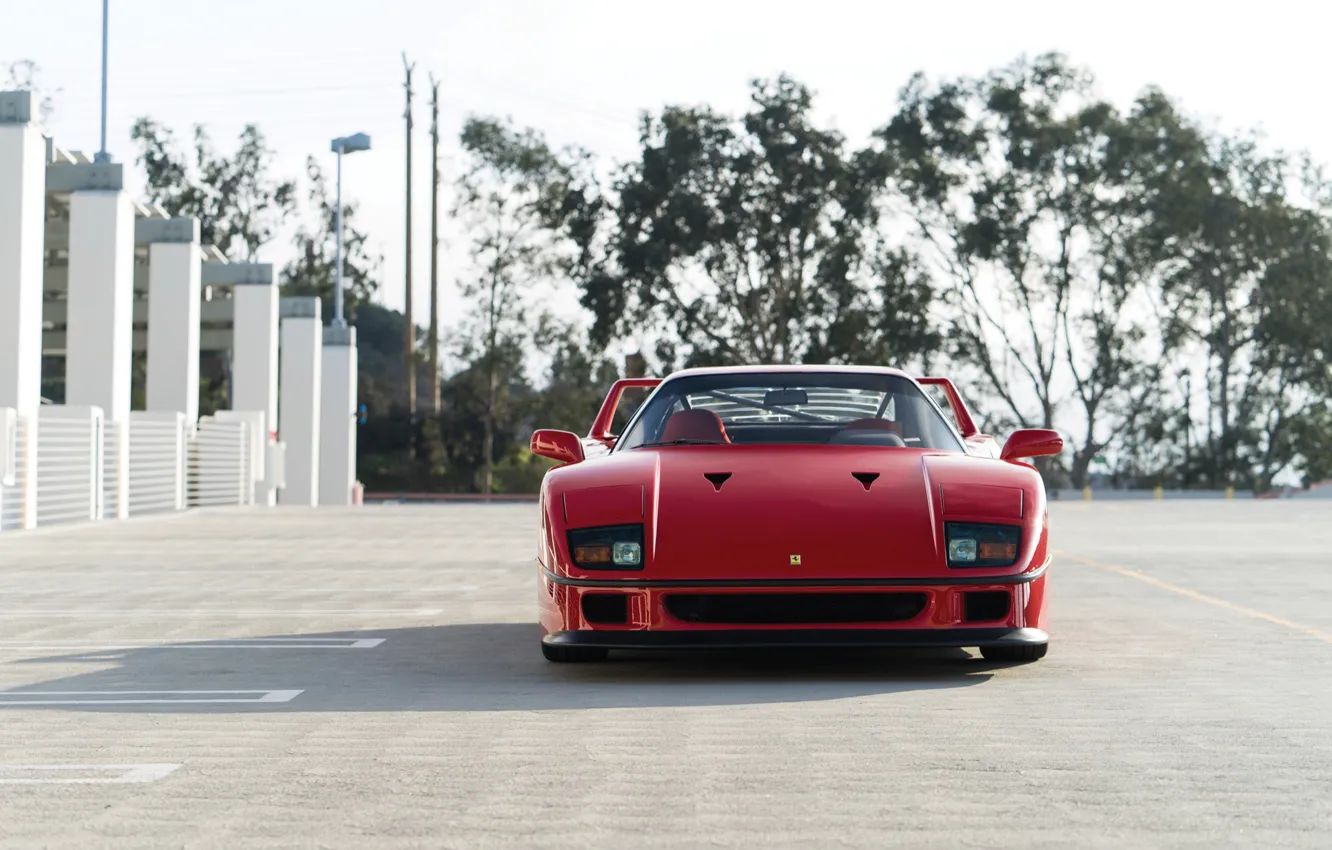 Wallpaper Red, F40, Parking, Front view for mobile and desktop, section ...
