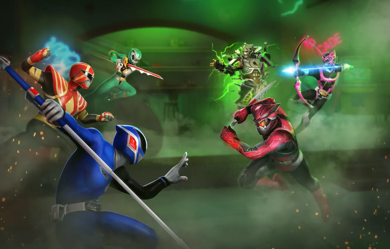 Wallpaper green, game, lightning, power, warriors, Power Rangers, Power ...