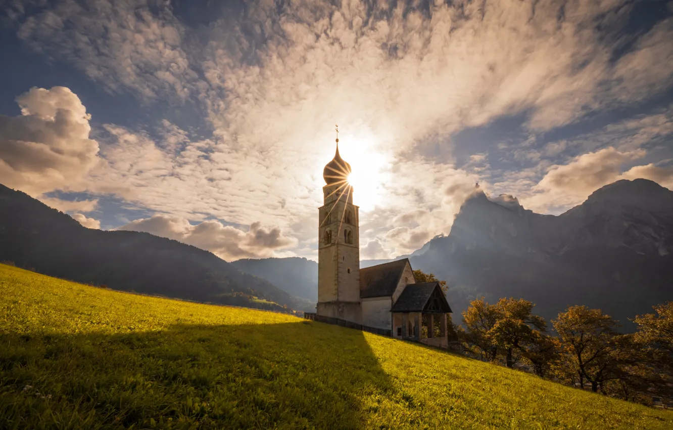Wallpaper clouds, mountains, slope, Church for mobile and desktop ...