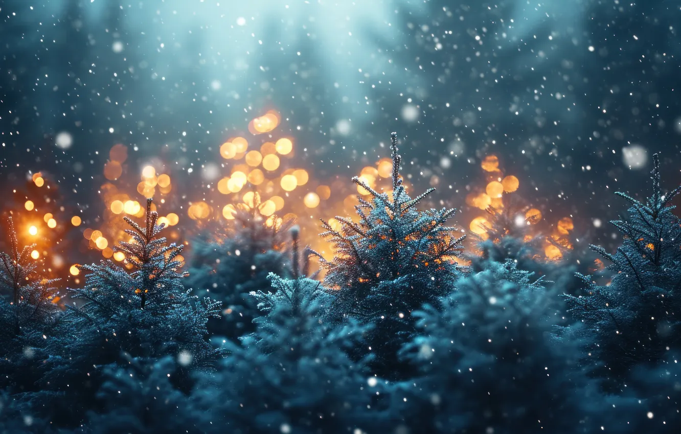 Wallpaper winter, frost, forest, light, snow, branches, nature, lights ...