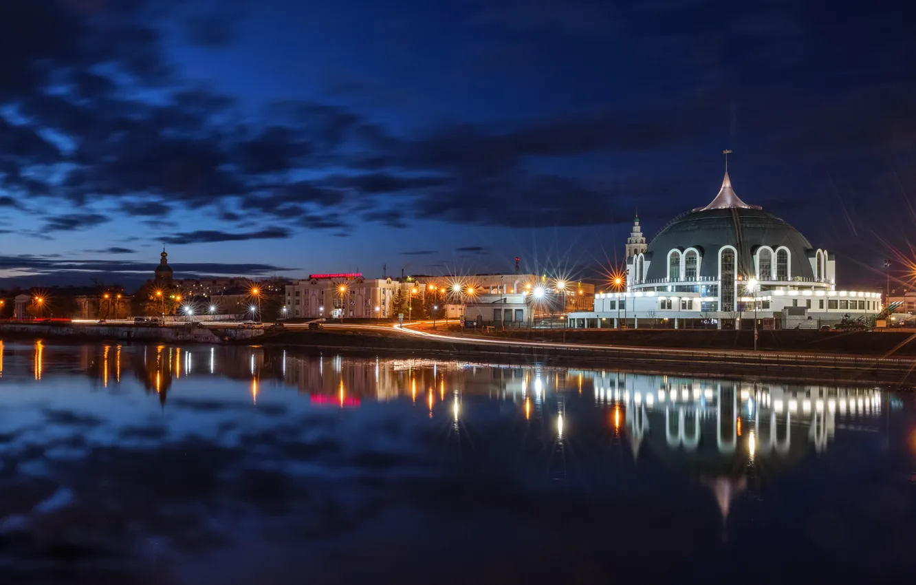 Wallpaper night, the city, reflection, river, lighting, lights, Museum ...
