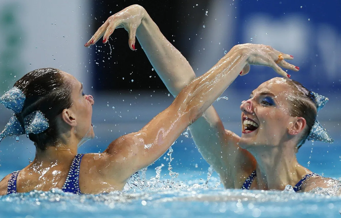 Wallpaper Duo, synchronized swimming, Svetlana Romashina, Natalia ...