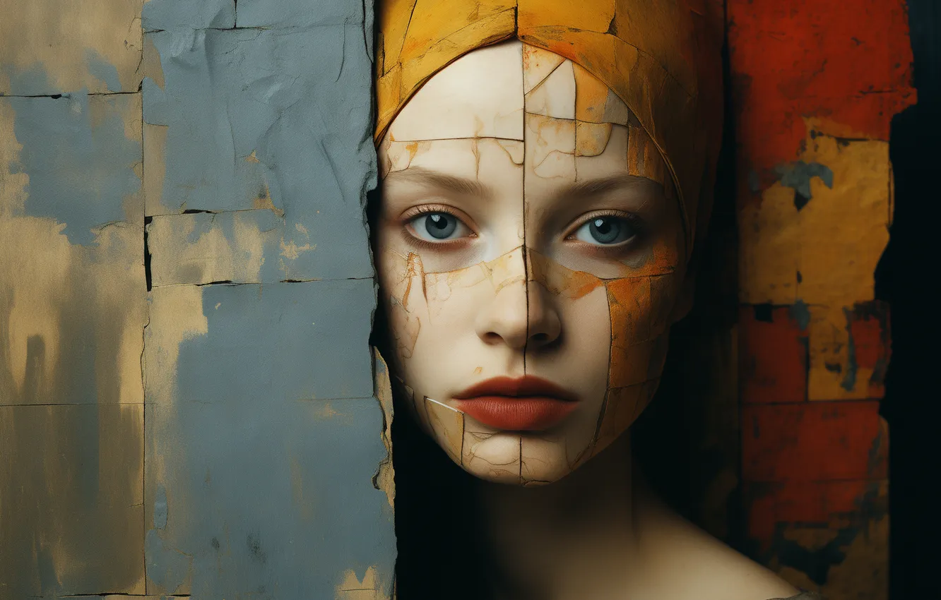 Wallpaper look, girl, portrait, imitation painting, AI art, neural ...