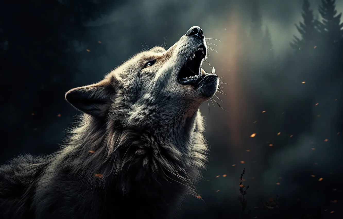 Wallpaper face, night, wolf, AI art, neural network for mobile and ...