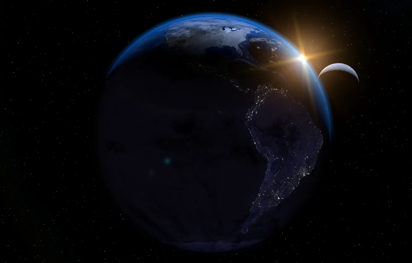 Wallpaper the sun, stars, light, the explosion, time, lights, earth ...