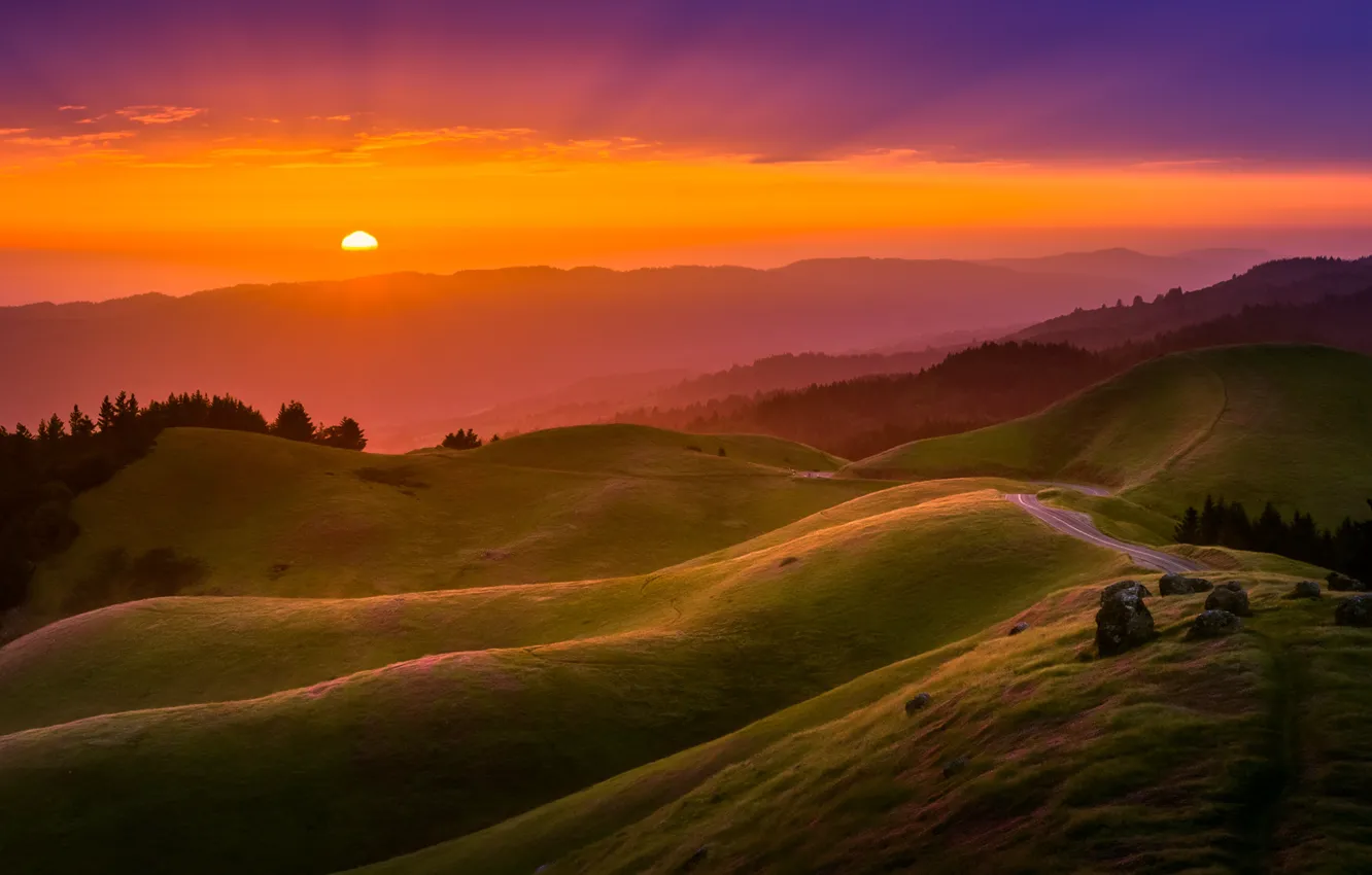 Wallpaper sunset, hills, CA, California, Bay Area for mobile and ...