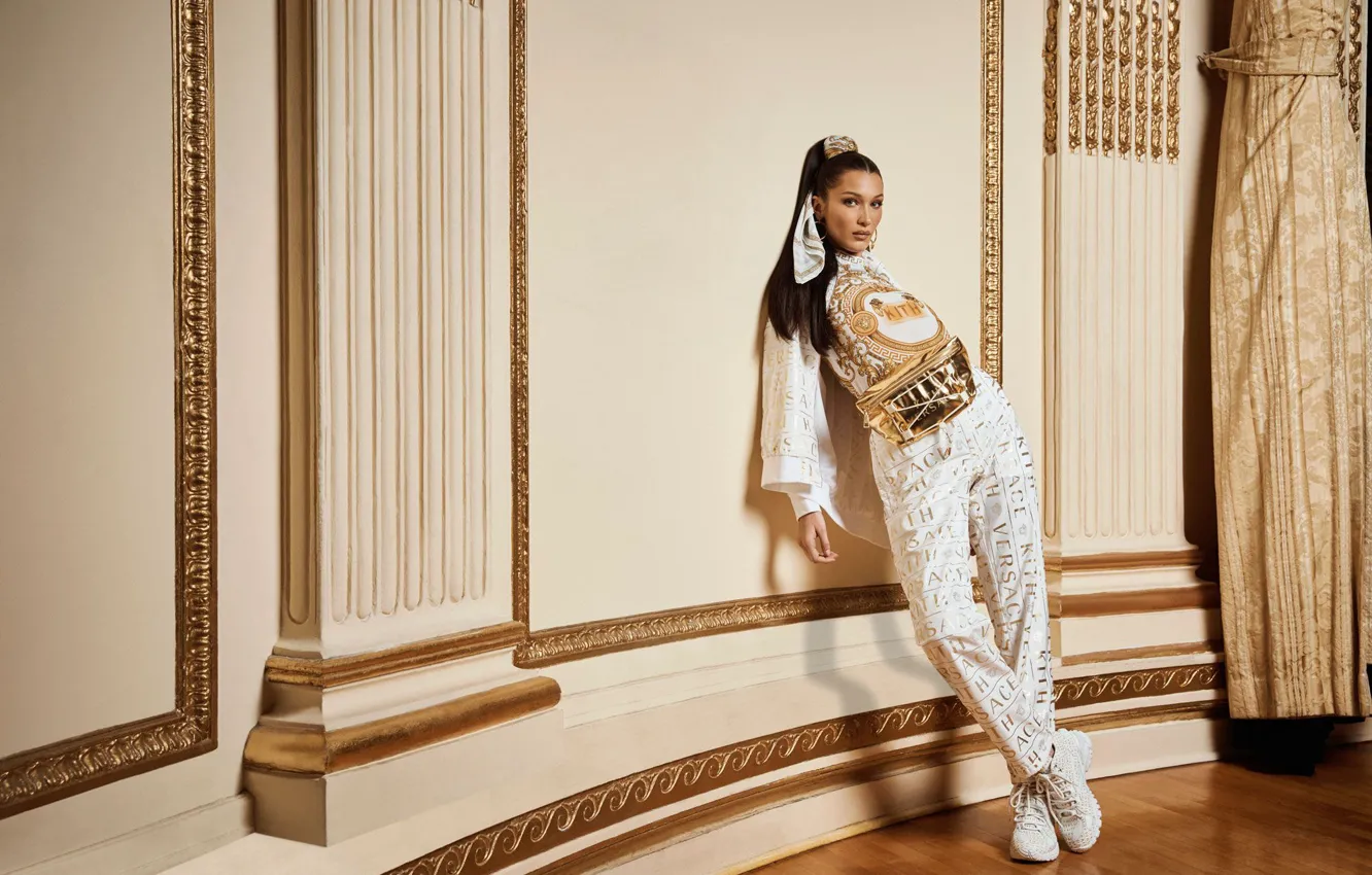 Wallpaper girl, pose, model, figure, costume, Versace, Bella Hadid for ...